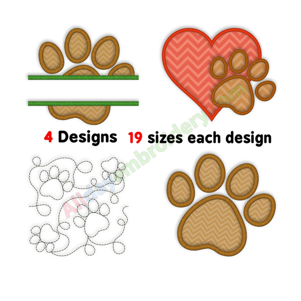 Paw Embroidery Designs. Machine embroidery design. – Alldayembroidery.com