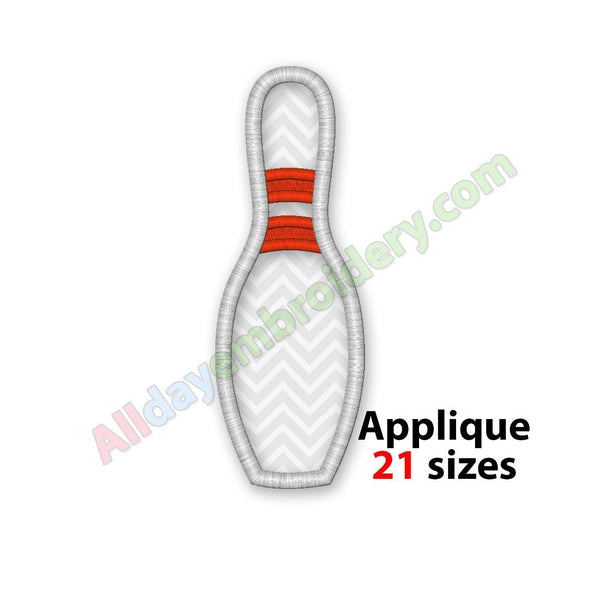 Bowling Pin Embroidery Design. Machine embroidery design. Applique ...