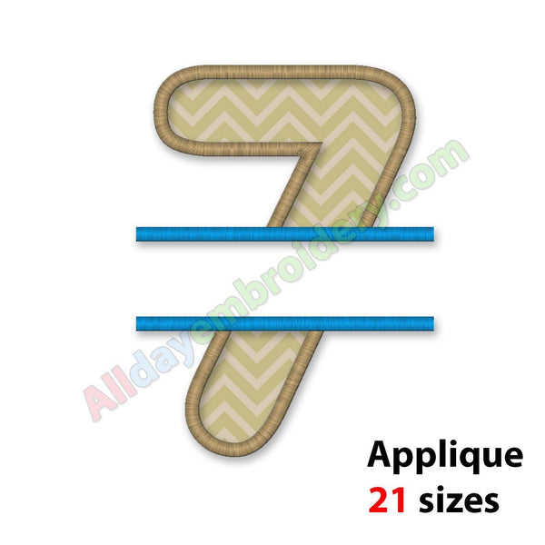 Split Number 7 Embroidery Design. Machine embroidery design. Applique ...