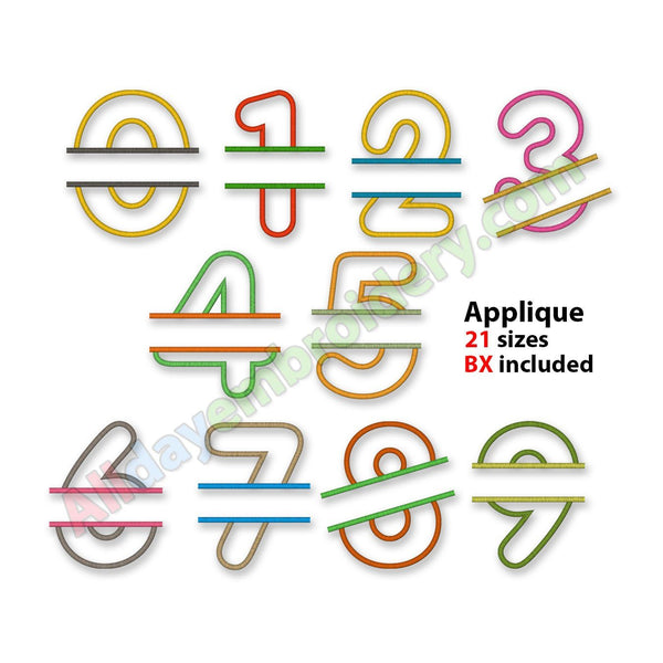 Split Numbers Embroidery Design Set. Machine embroidery design ...