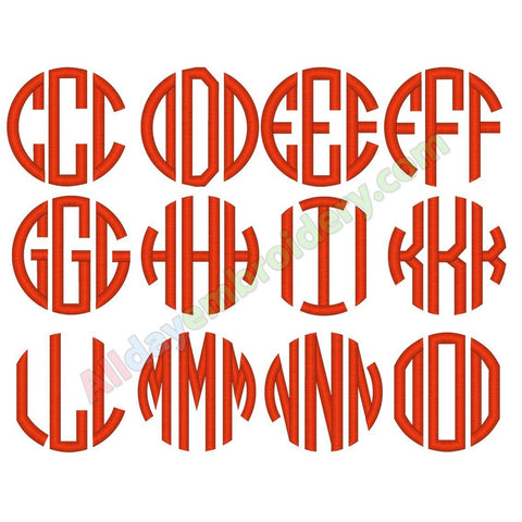 Circle monogram embroidery font. Machine embroidery design ...