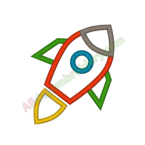 Rocket machine embroidery design. Applique design. – Alldayembroidery.com
