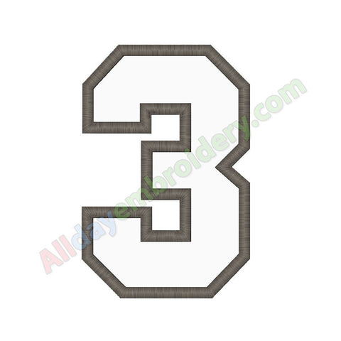 Number three machine embroidery design. Applique design ...