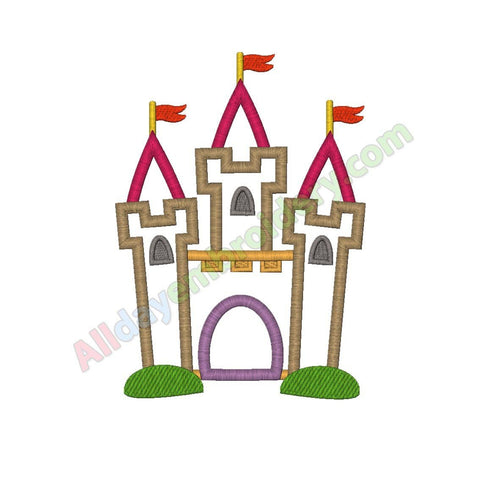 Castle applique design. Machine embroidery design. – Alldayembroidery.com