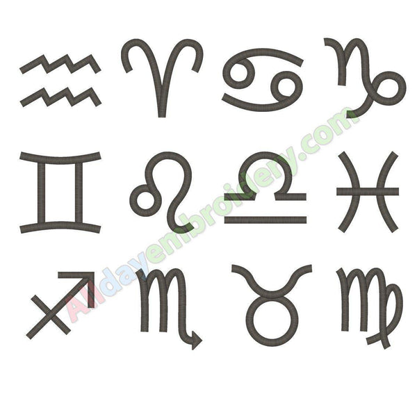 Zodiac signs. Machine embroidery design SET. – Alldayembroidery.com