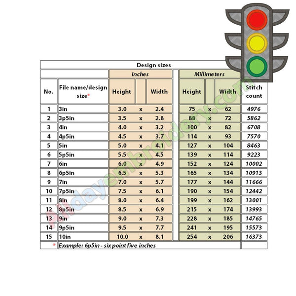 Traffic lights applique design. Machine embroidery design ...